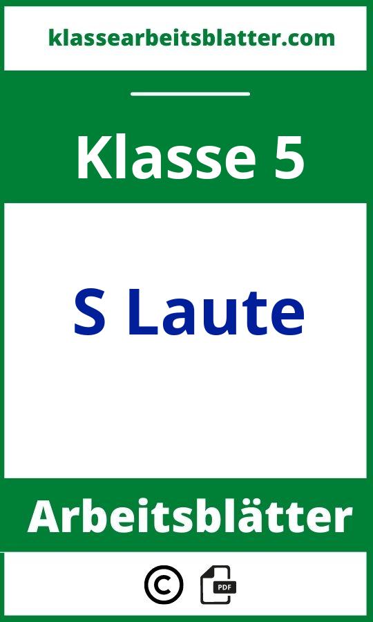 Arbeitsblätter S-Laute Klasse 5 2026